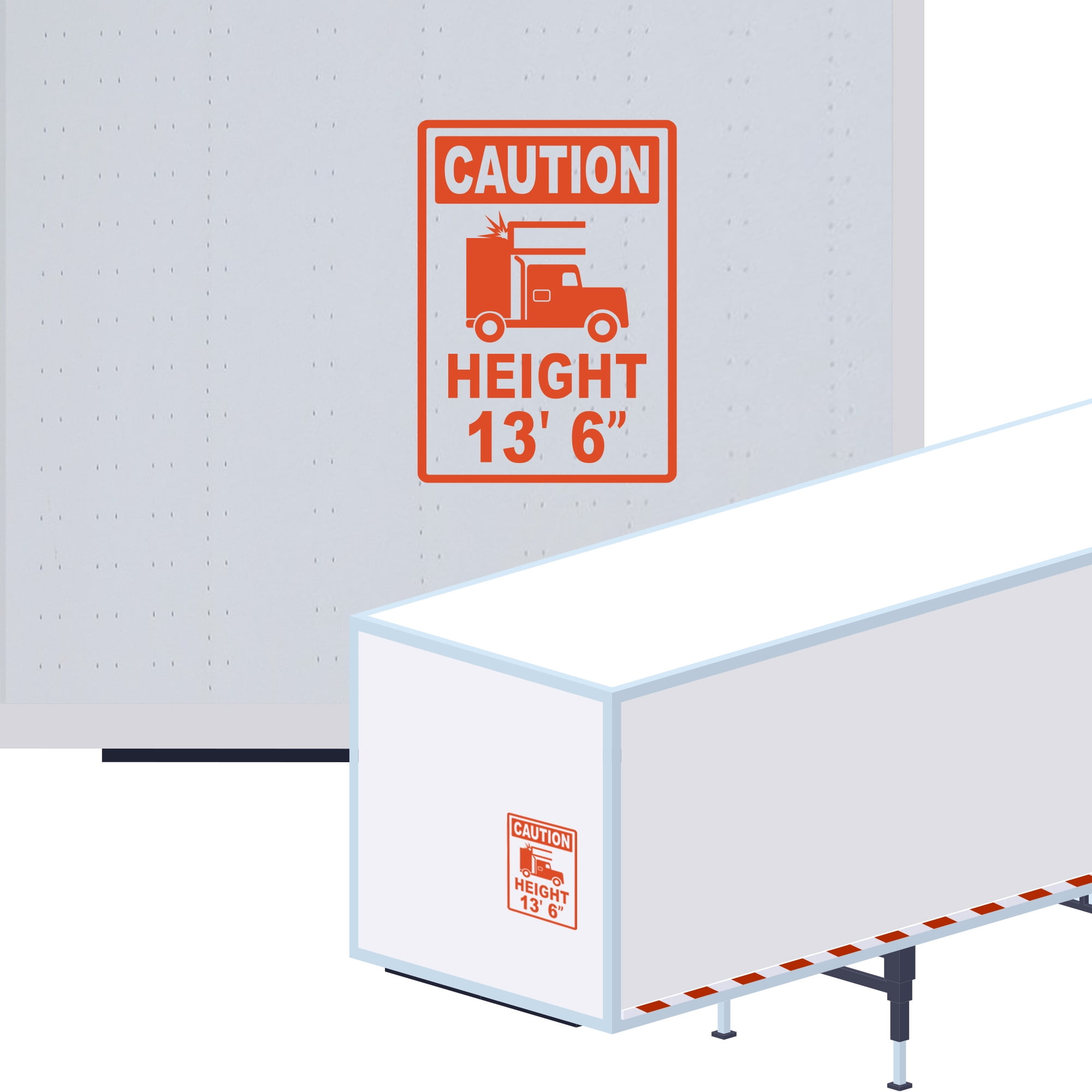 Caution Height 13' 6" Vinyl Decal Sticker - High Trailer Sign Truck ...