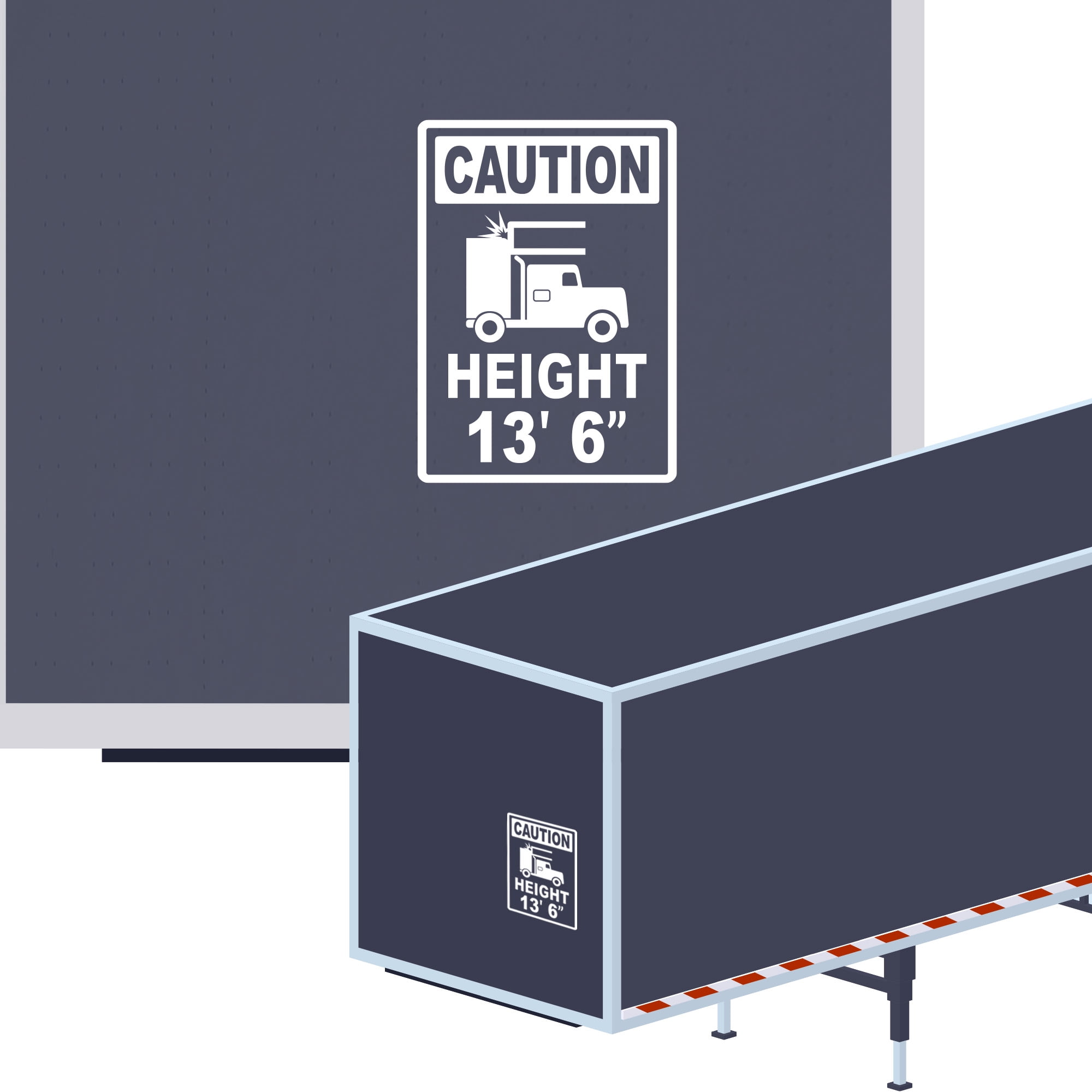 Caution Height 13' 6" Vinyl Decal Sticker - High Trailer Sign Truck ...