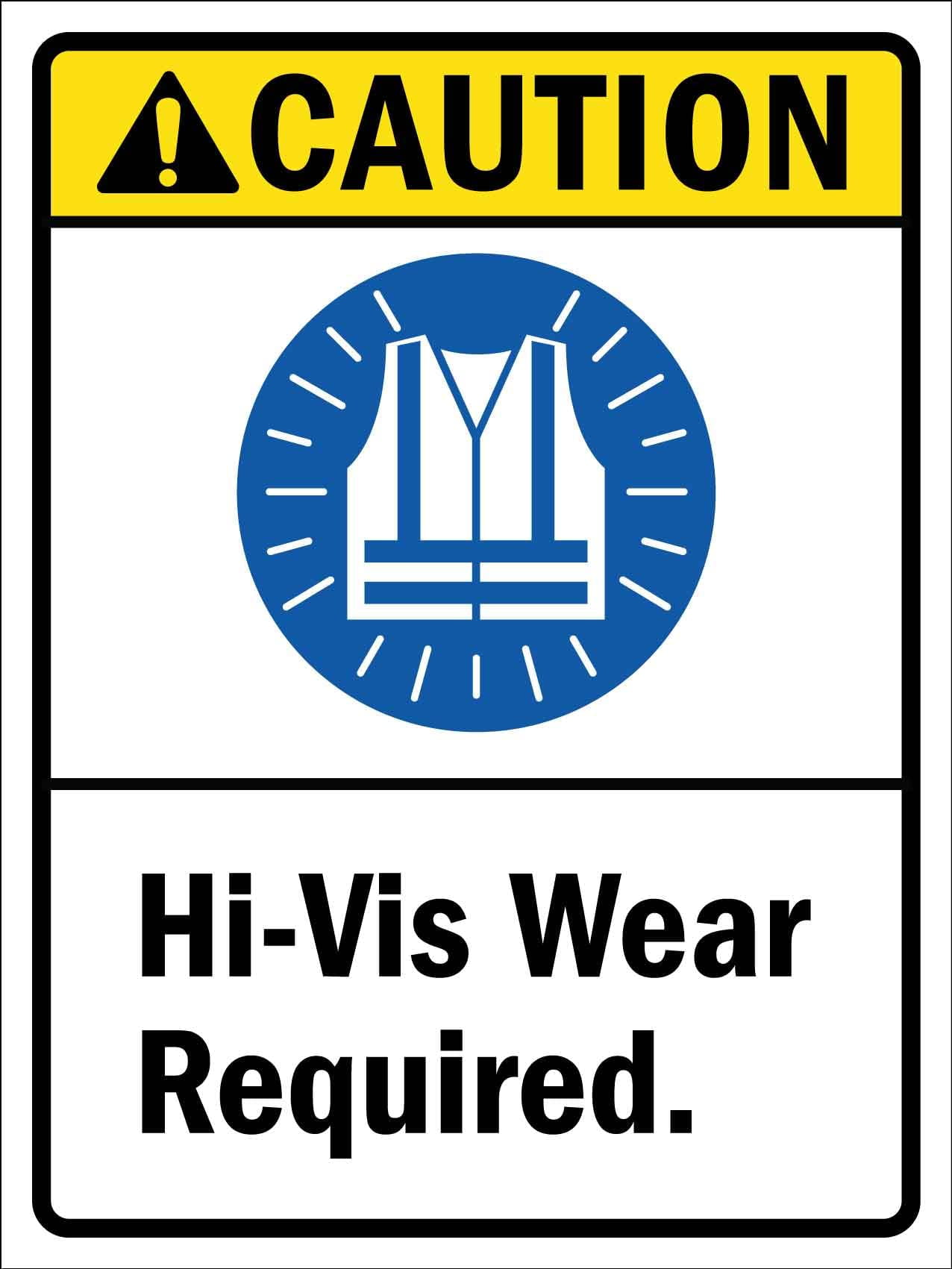 Caution Hi-Vis Wear Required Metal Sign Caution Danger Safety Security ...