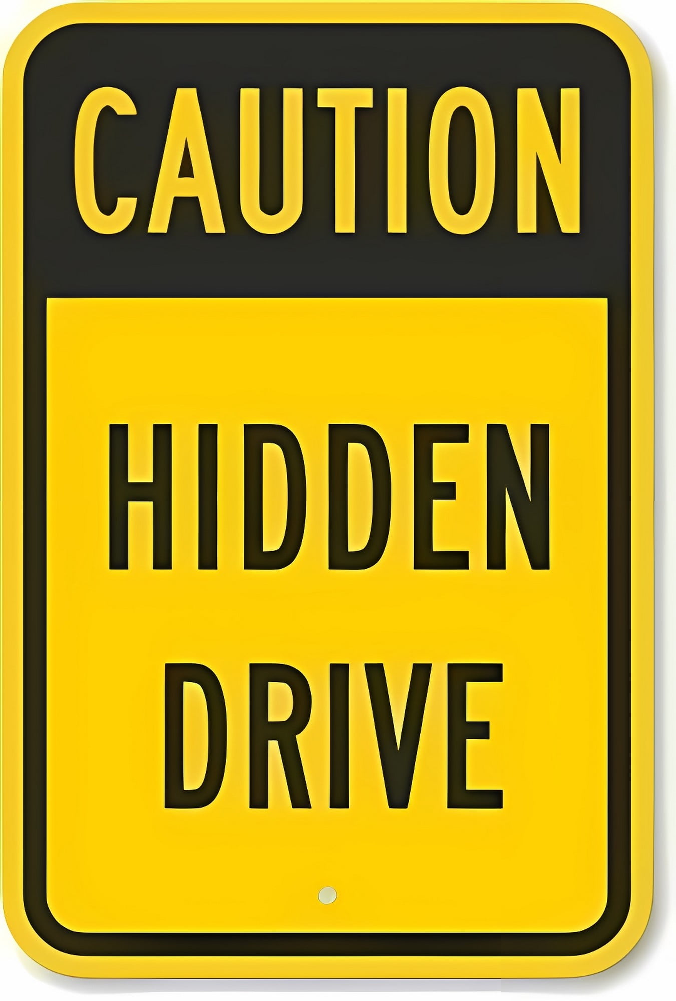 Caution - Hidden Drive Tin Sign, 8"x12" Vintage Warning Metal Wall ...