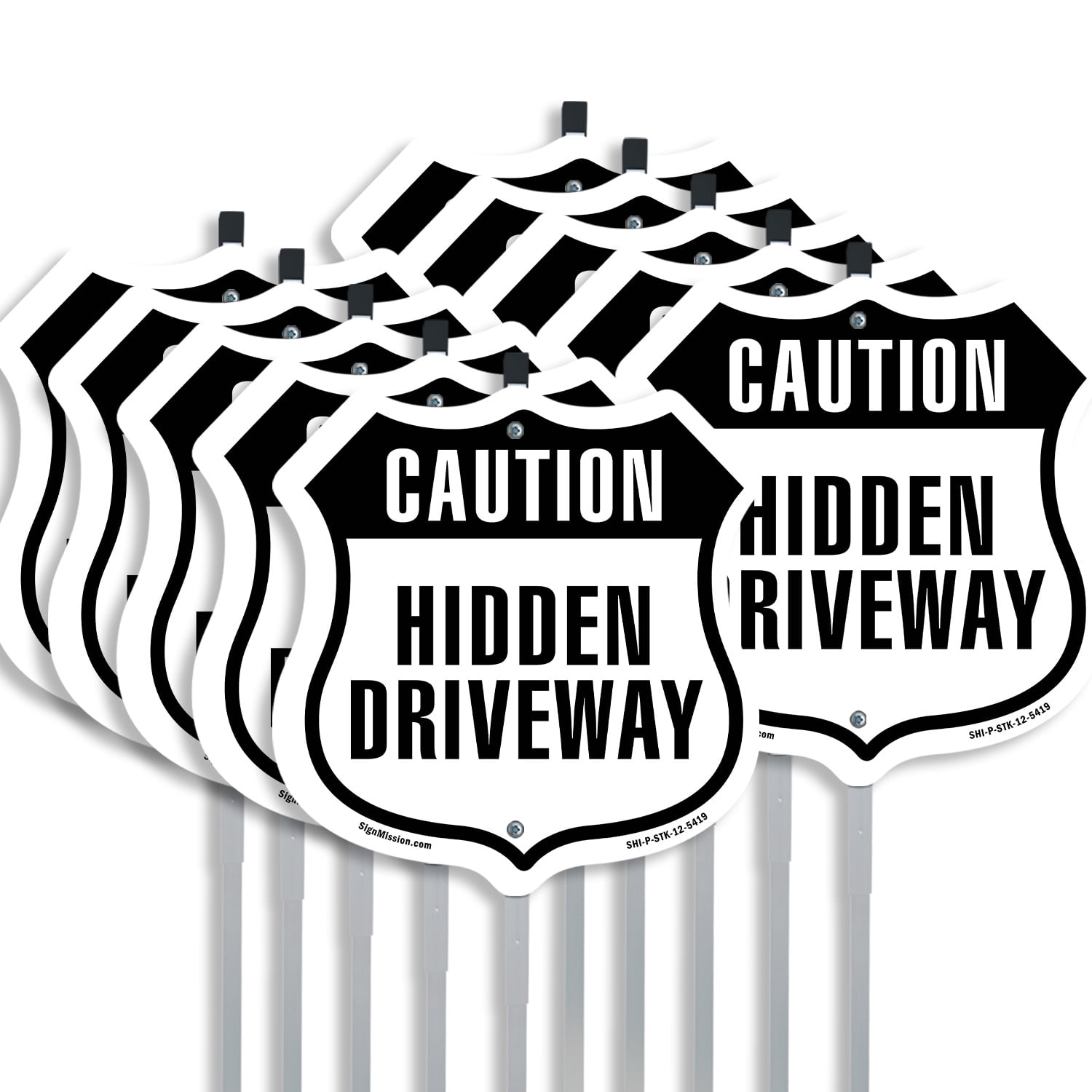 Caution Hidden Driveway (10 Pack) 12 inch X 12 inch Shield Shaped Rust ...