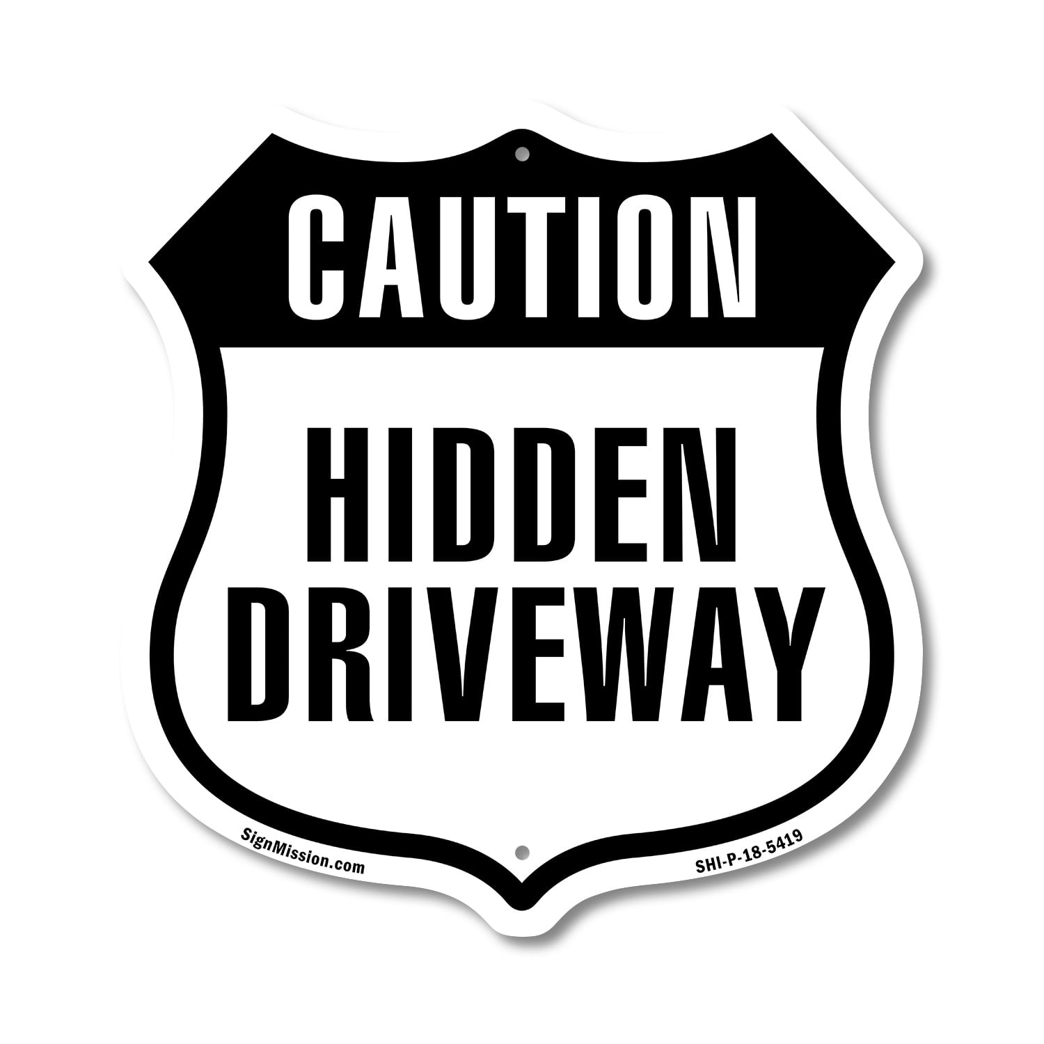 Caution Hidden Driveway 18 inch X 18 inch Shield Shaped Commercial ...