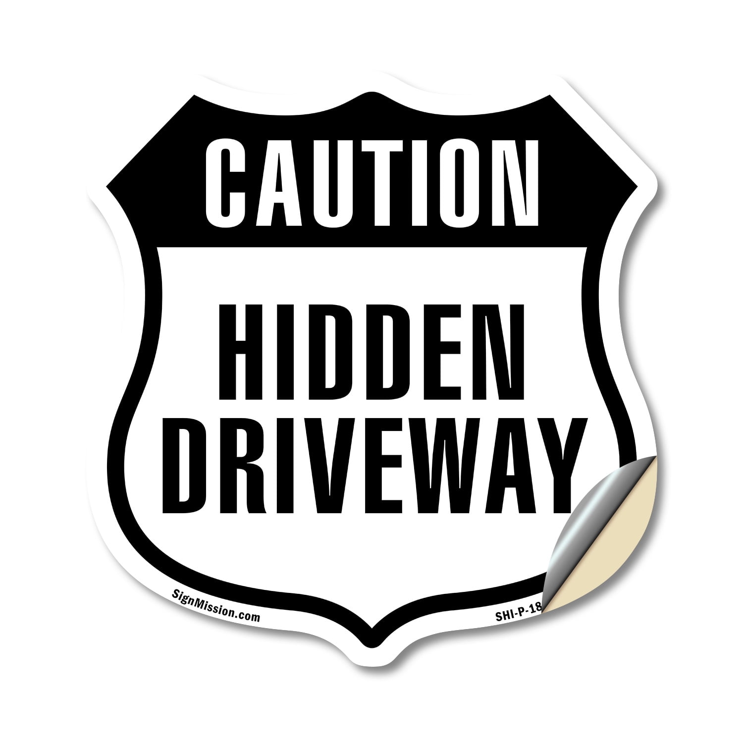 Caution Hidden Driveway (2 Pack) 12 inch X 12 inch Shield Shaped Heavy ...