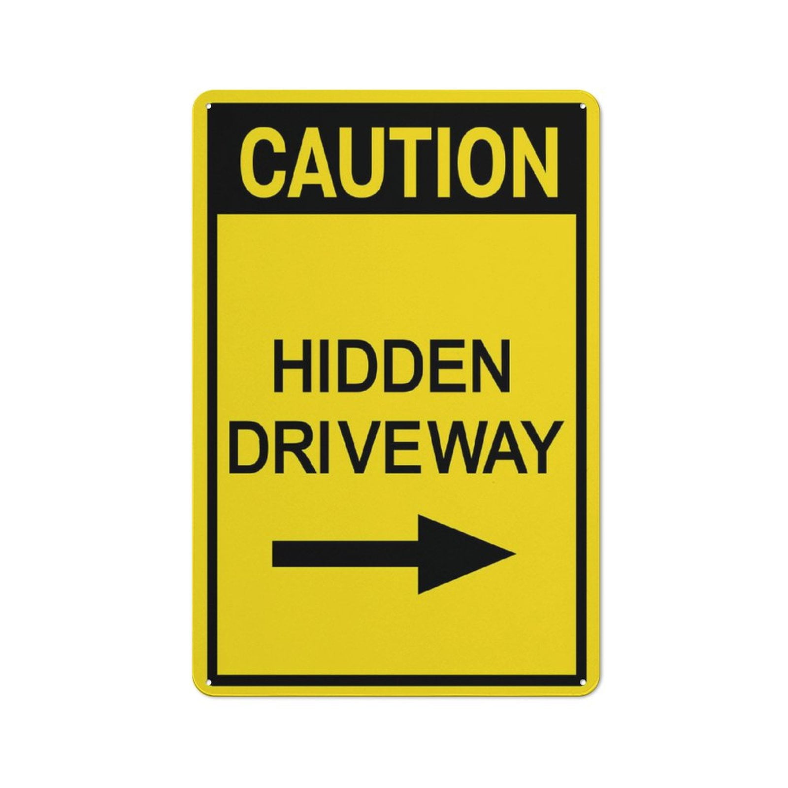 Caution Hidden Driveway (Arrow Right) Sign Outdoor Metal Sign - 12 X 8 ...