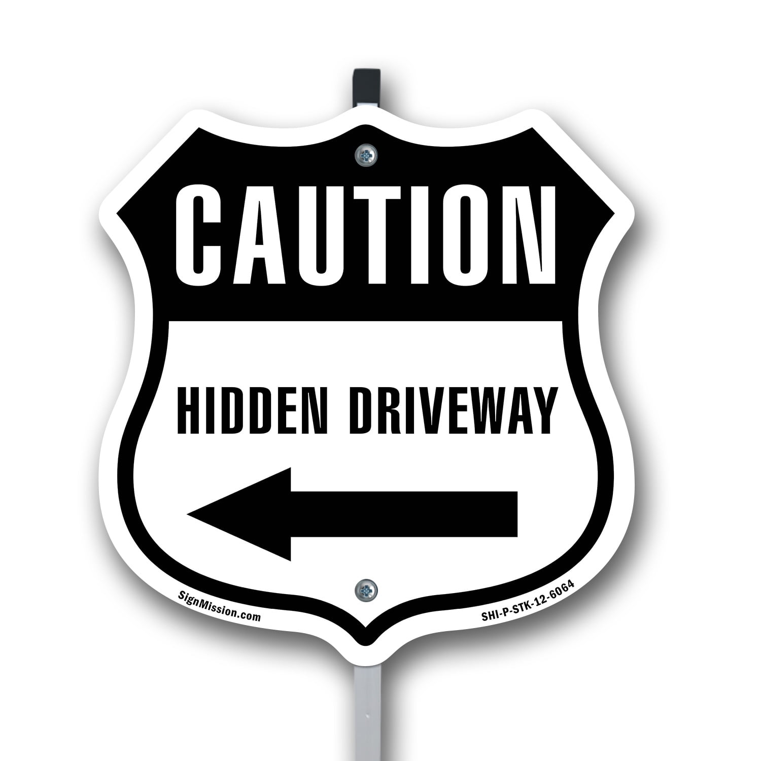 Caution Hidden Driveway Left 12 inch X 12 inch Shield Shaped Rust-Free ...