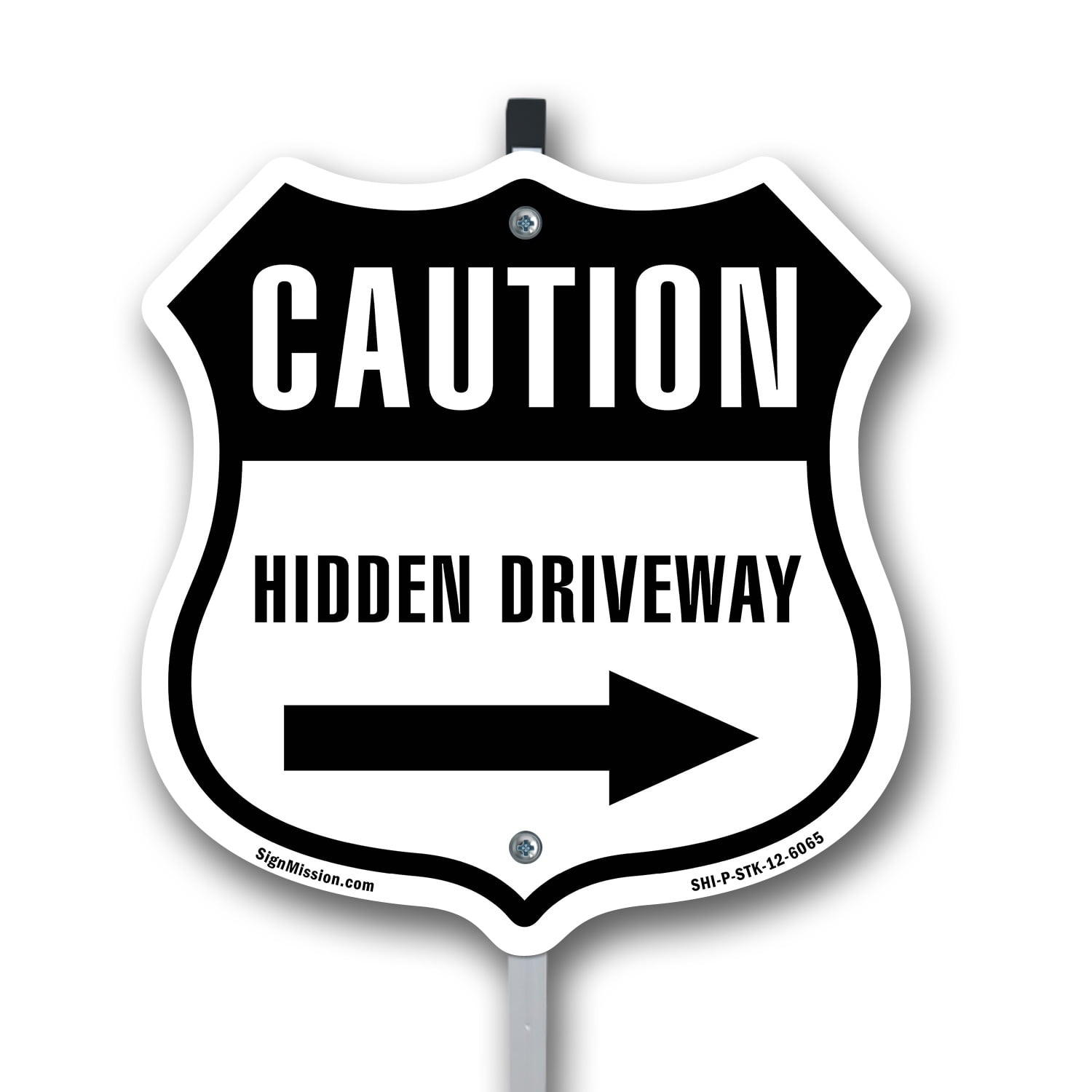 Caution Hidden Driveway Right 12 inch X 12 inch Shield Shaped ...