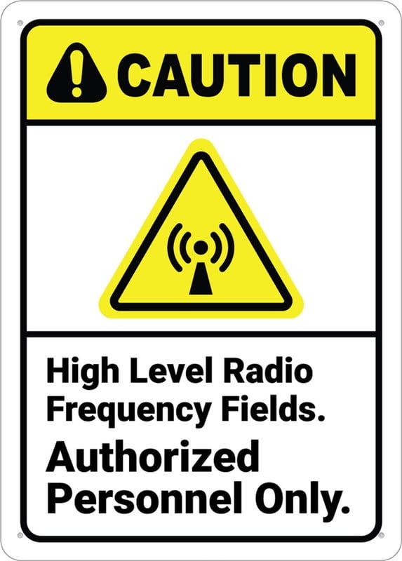 Caution High Level Radio Frequency Fields Sign 12X8 Inches Metal ...
