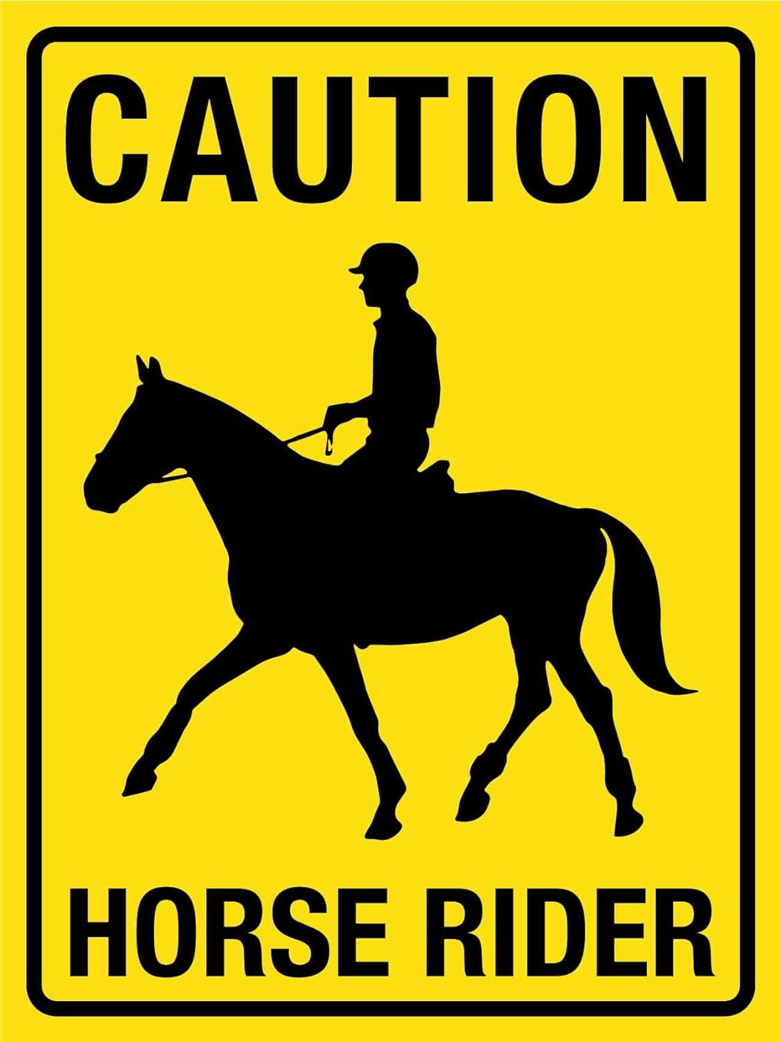 Caution Horse Rider Yellow Sign Metal Tin Sign 8x12 Inches Caution ...