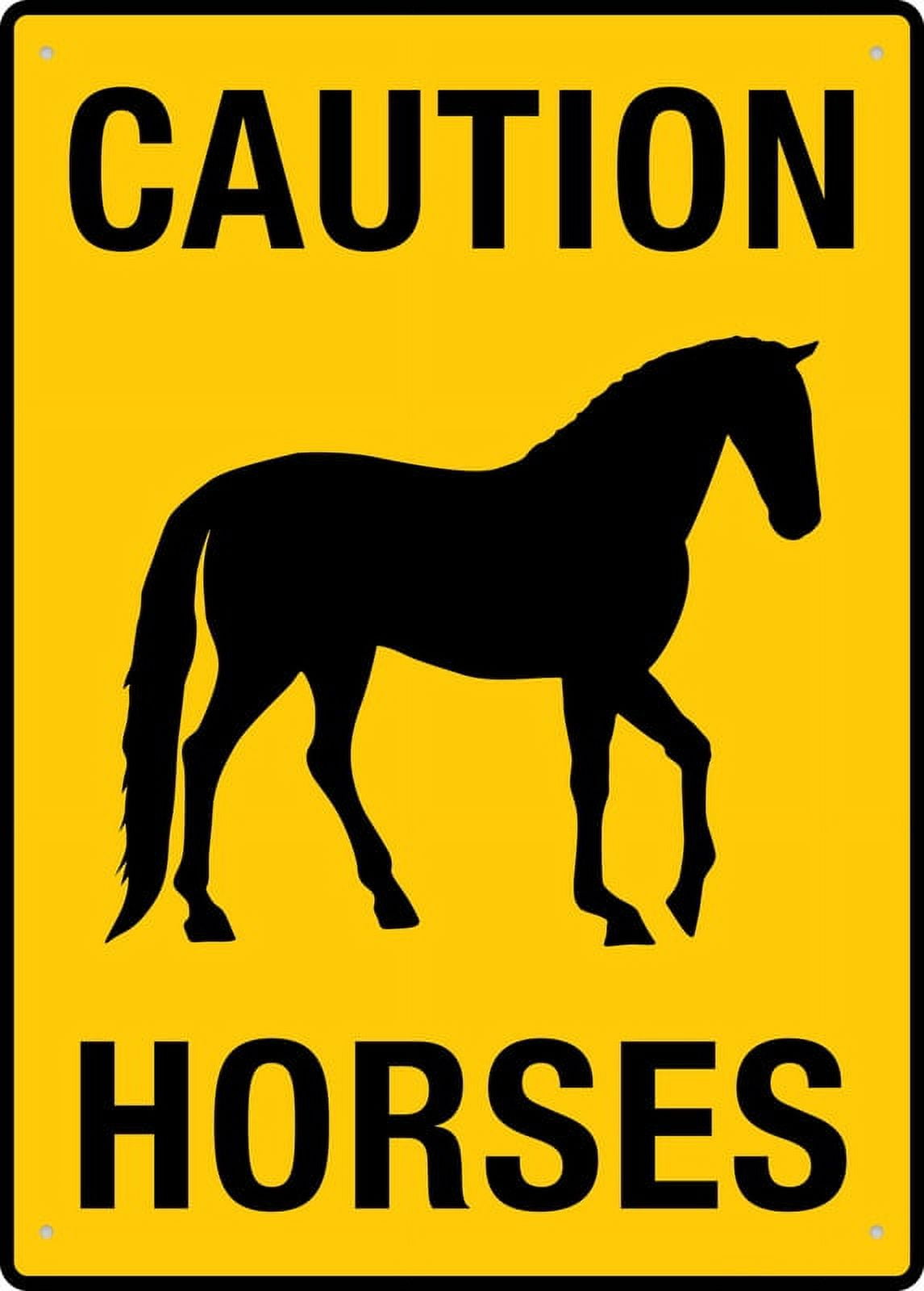 Caution Horses Sign Metal Signs 12X8 Inch Rust Free Aluminum,Uv Ink ...
