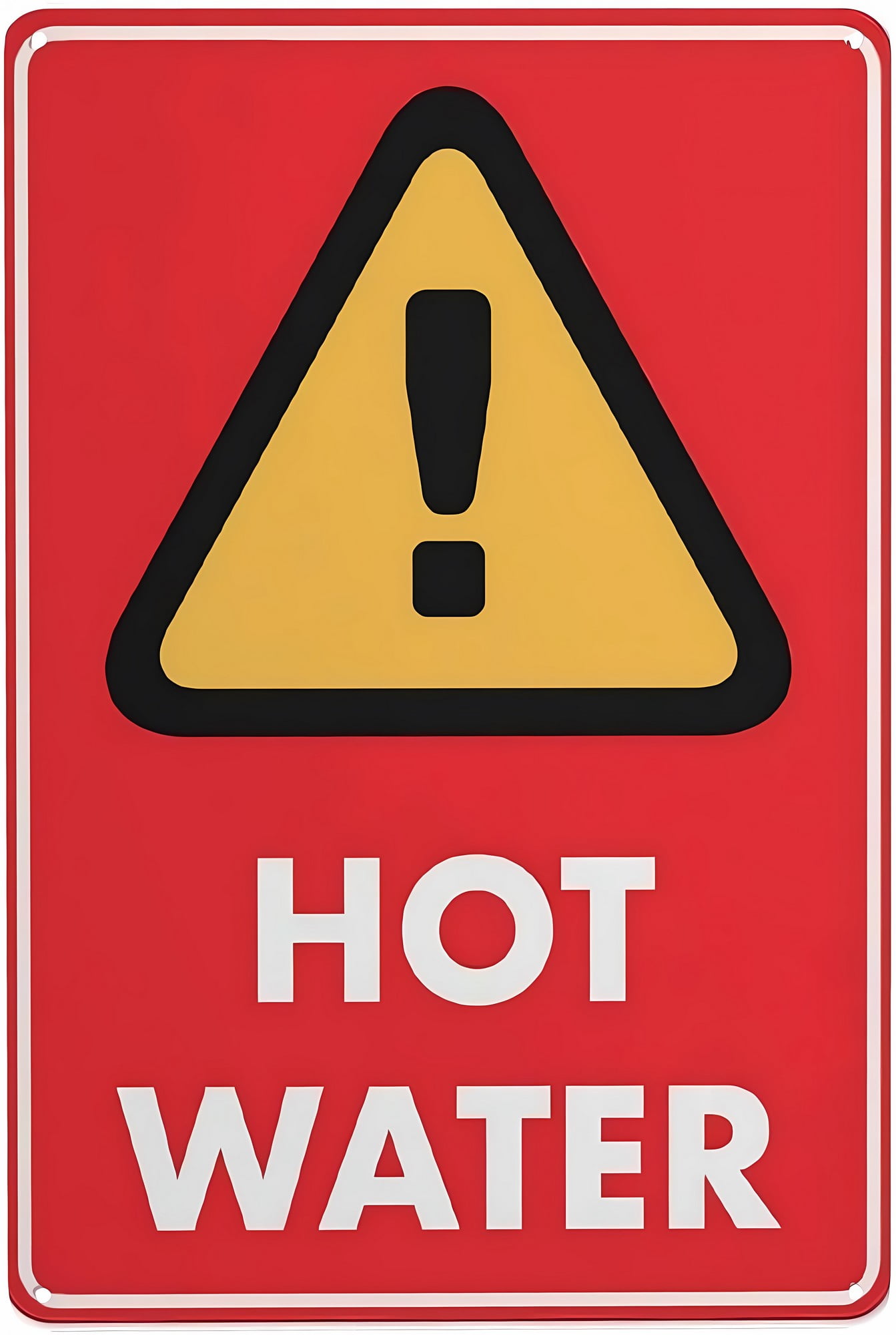 Caution Hot Water Red Icon Sign - 8"x12" Vintage Metal Warning Sign ...