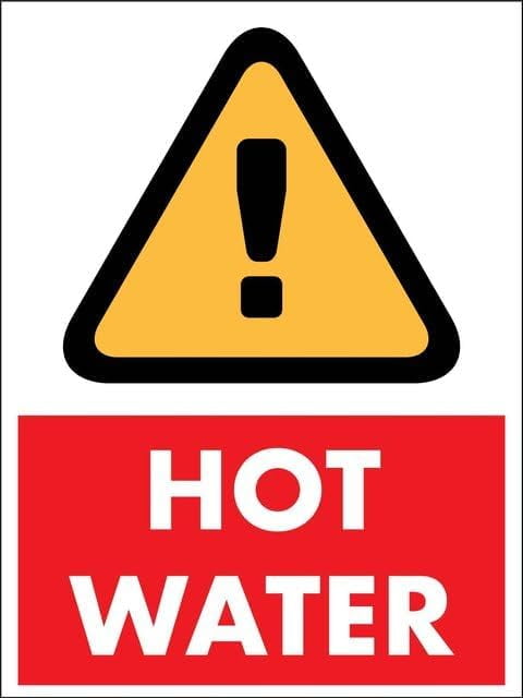 Caution Hot Water Red Rust Free Aluminum Sign - Printed With ...