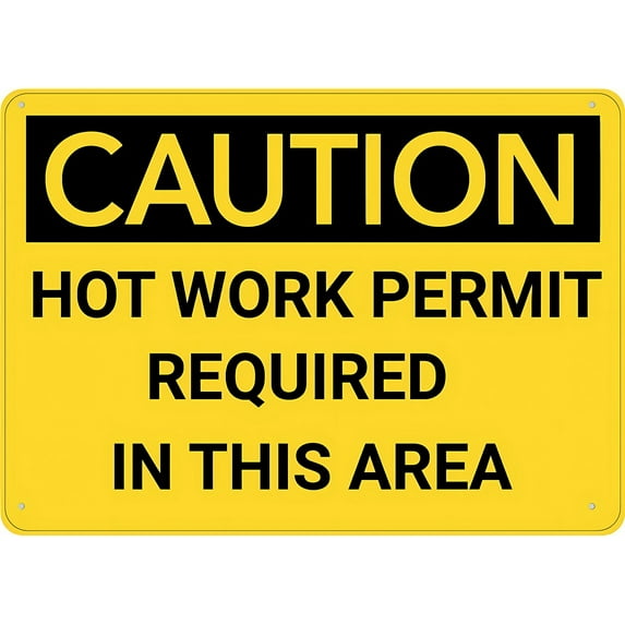 Caution Hot Work Permit Required in This Area Aluminum Sign 12 x 8 ...
