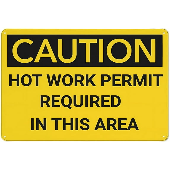 Caution Hot Work Permit Required in This Area Tin Sign 8"x12" - Great ...