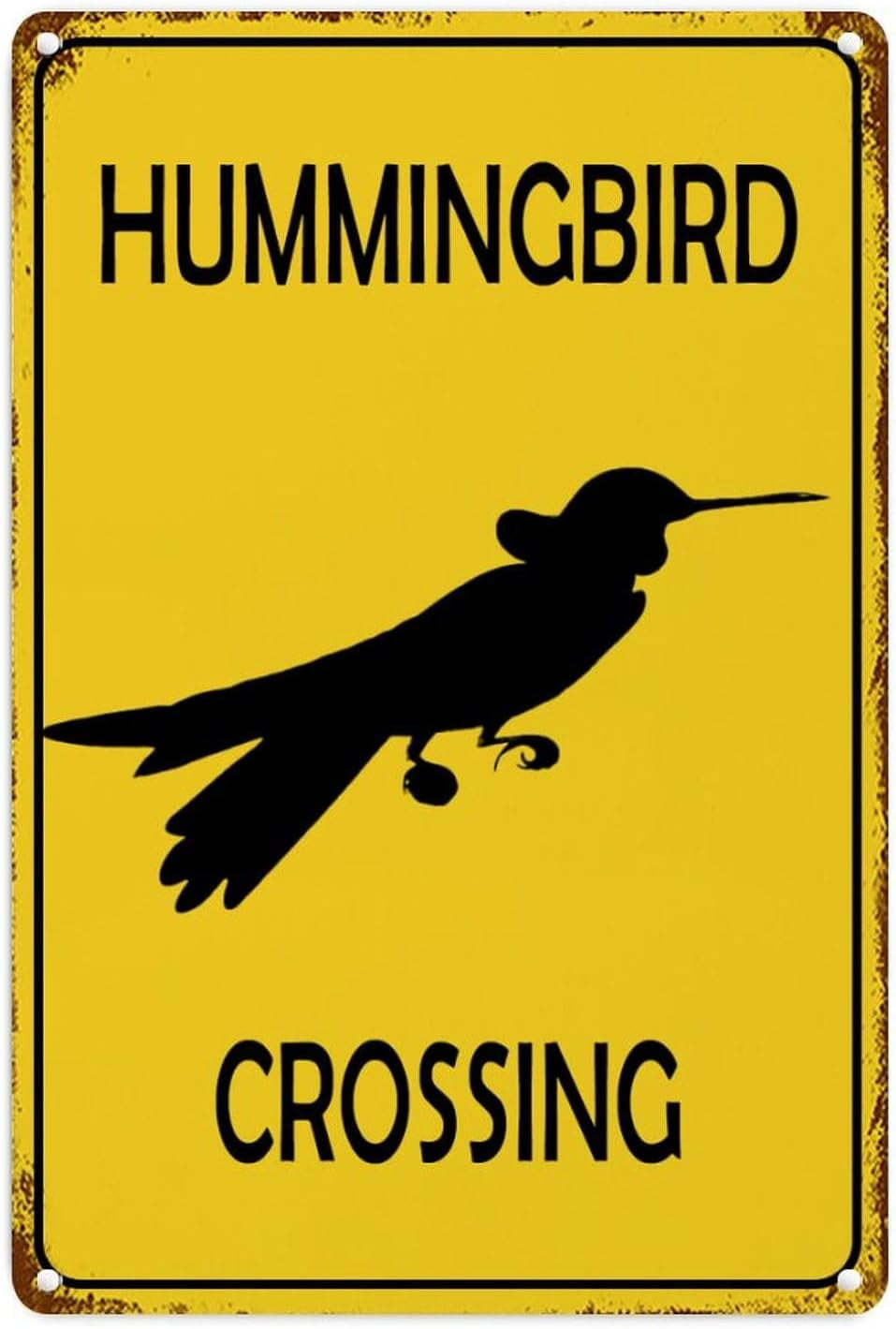 Caution Hummingbird Xing Crossing Warning Metal Sign for Inside Outside ...