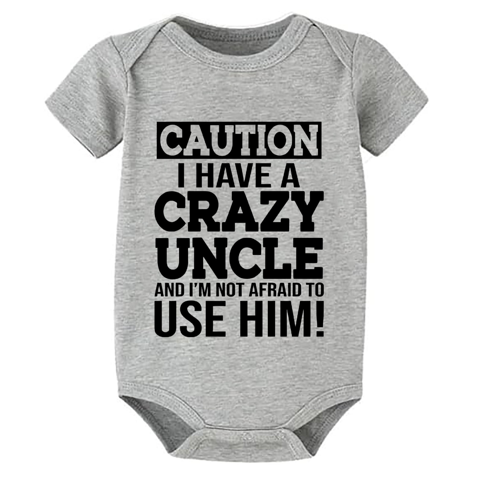 Caution I Have A Crazy Uncle Infant Romper Boy Short Sleeve Baby Girl ...