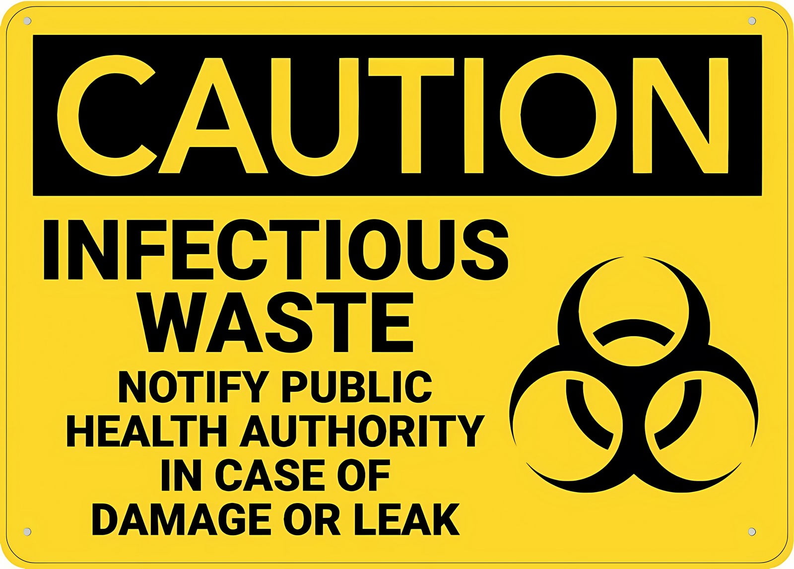 Caution Infectious Waste Notify Public Health Authority Metal Sign 12 x ...