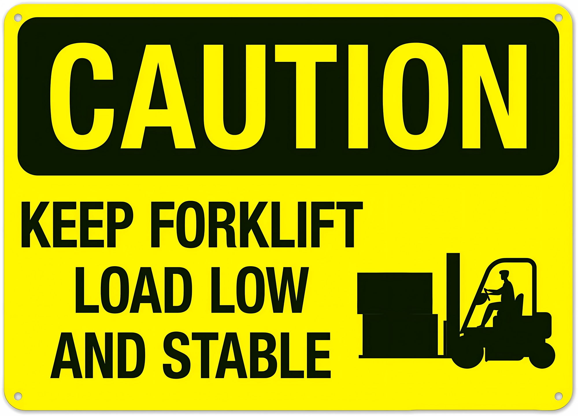 Caution Keep Forklift Load Low And Stable Metal Tin Sign 8"x12" - Clear ...