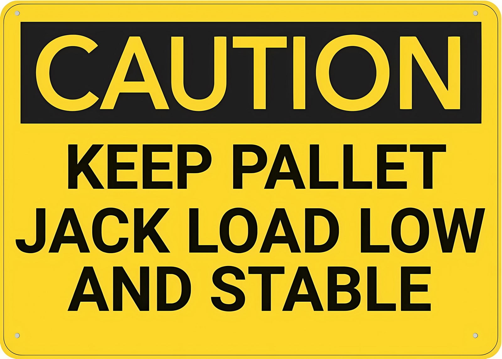 Caution Keep Pallet Jack Load Low Stable Metal Sign 12 x 8 Inches ...