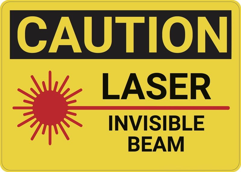 Caution Laser Invisible Beam Sign Safety Restriction Alert Attention ...