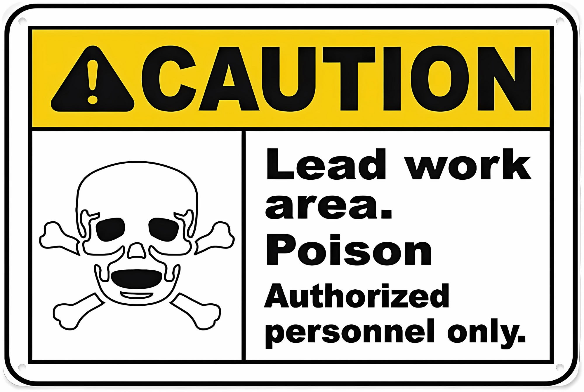 Caution Lead Work Poison Aluminum Tin Warning Sign 8"x12" - For Home ...