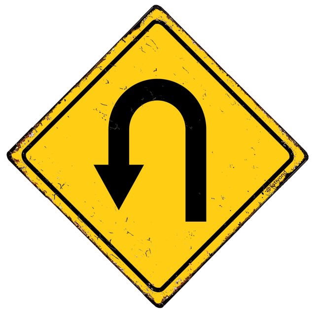 Caution Left U Turn Symbol Road Metal Tin Signs Funny Traffic Signs ...