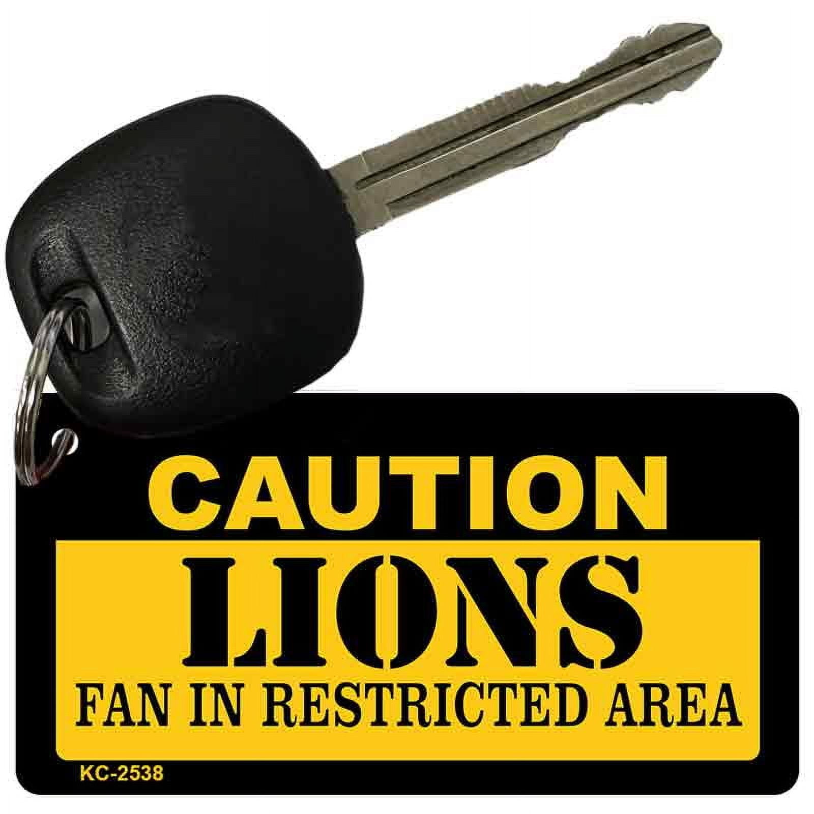 Caution Lions Fan Area Novelty Metal Key Chain KC-2538 3" x 1.5" Key ...