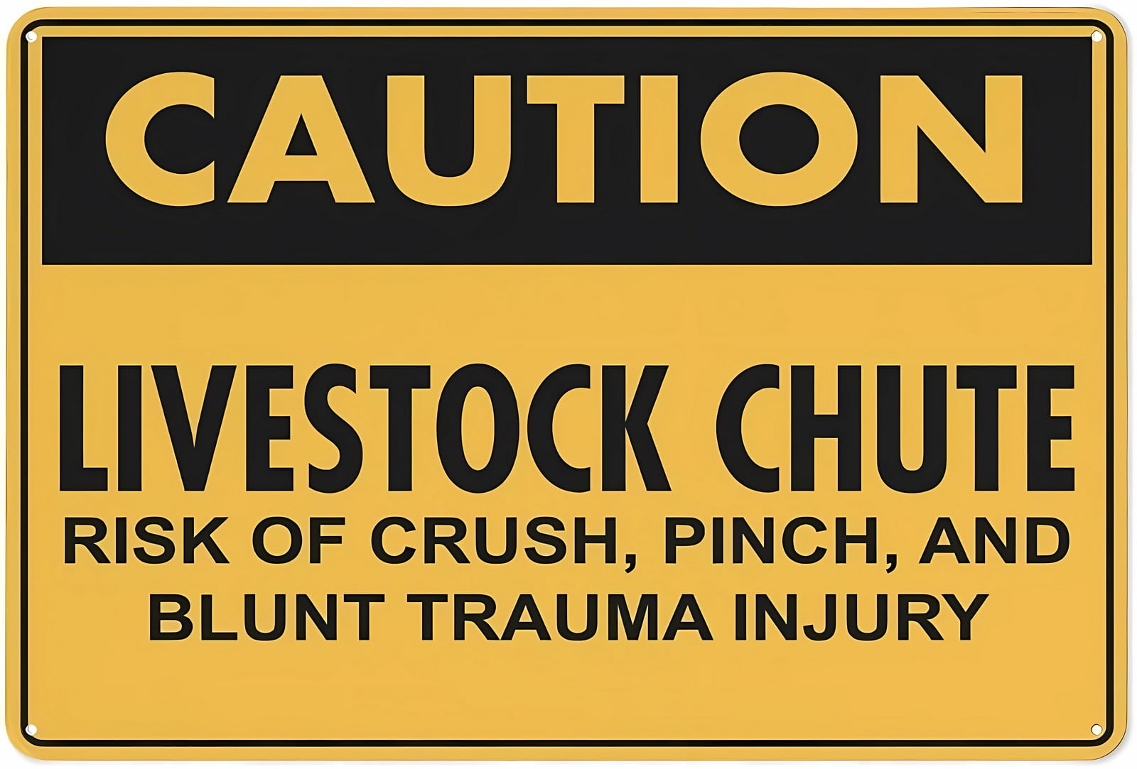 Caution Livestock Chute Crush/Pinch Injury Safe Sign 12 x 8 Inches ...