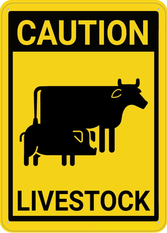 Caution Livestock Sign Signs Outdoor, Uv Printed Aluminum 12 X 8 In ...