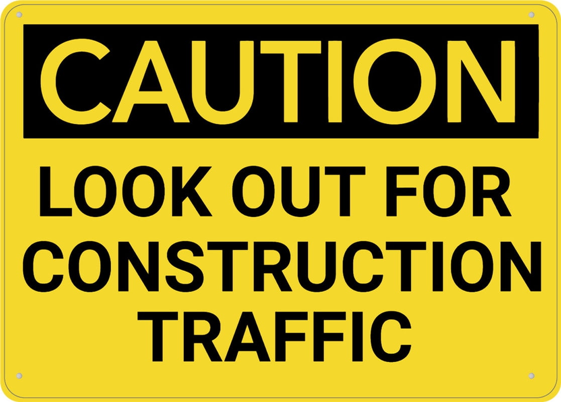 Caution Look Out For Contstruction Traffic Sign Metal 12X8 Inch Rust ...