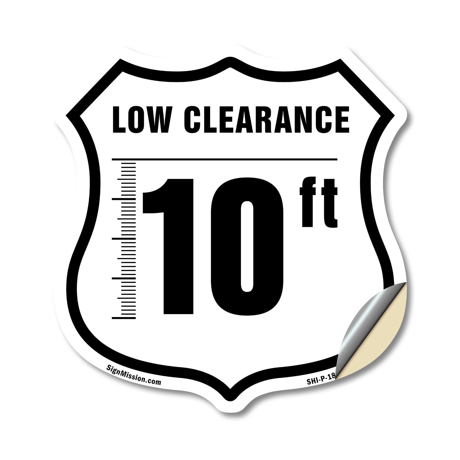 Caution Low Clearance 10 ft (2 Pack) 12 inch X 12 inch Shield Shaped ...