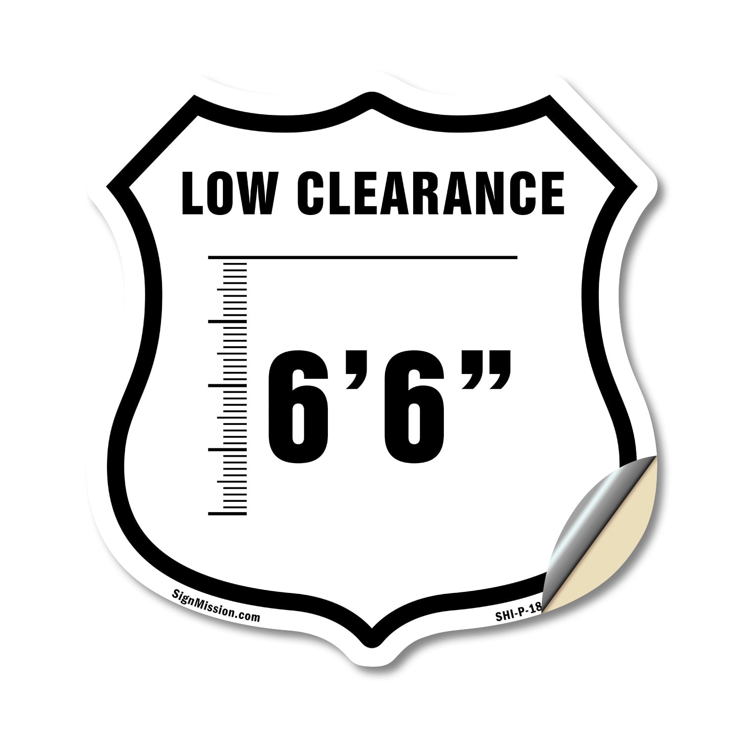Caution Low Clearance 6-6 ft (2 Pack) 18 inch X 18 inch Shield Shaped ...