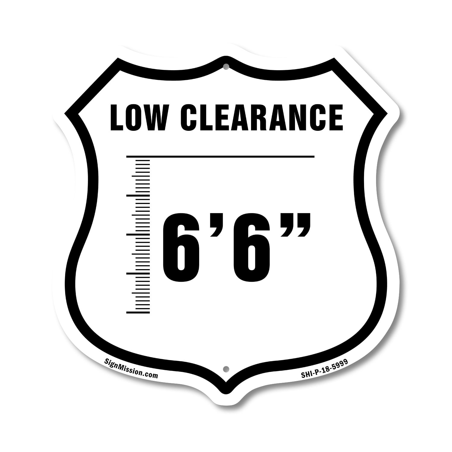 Caution Low Clearance 6-6 ft (5 Pack) 12 inch X 12 inch Shield-Shaped ...