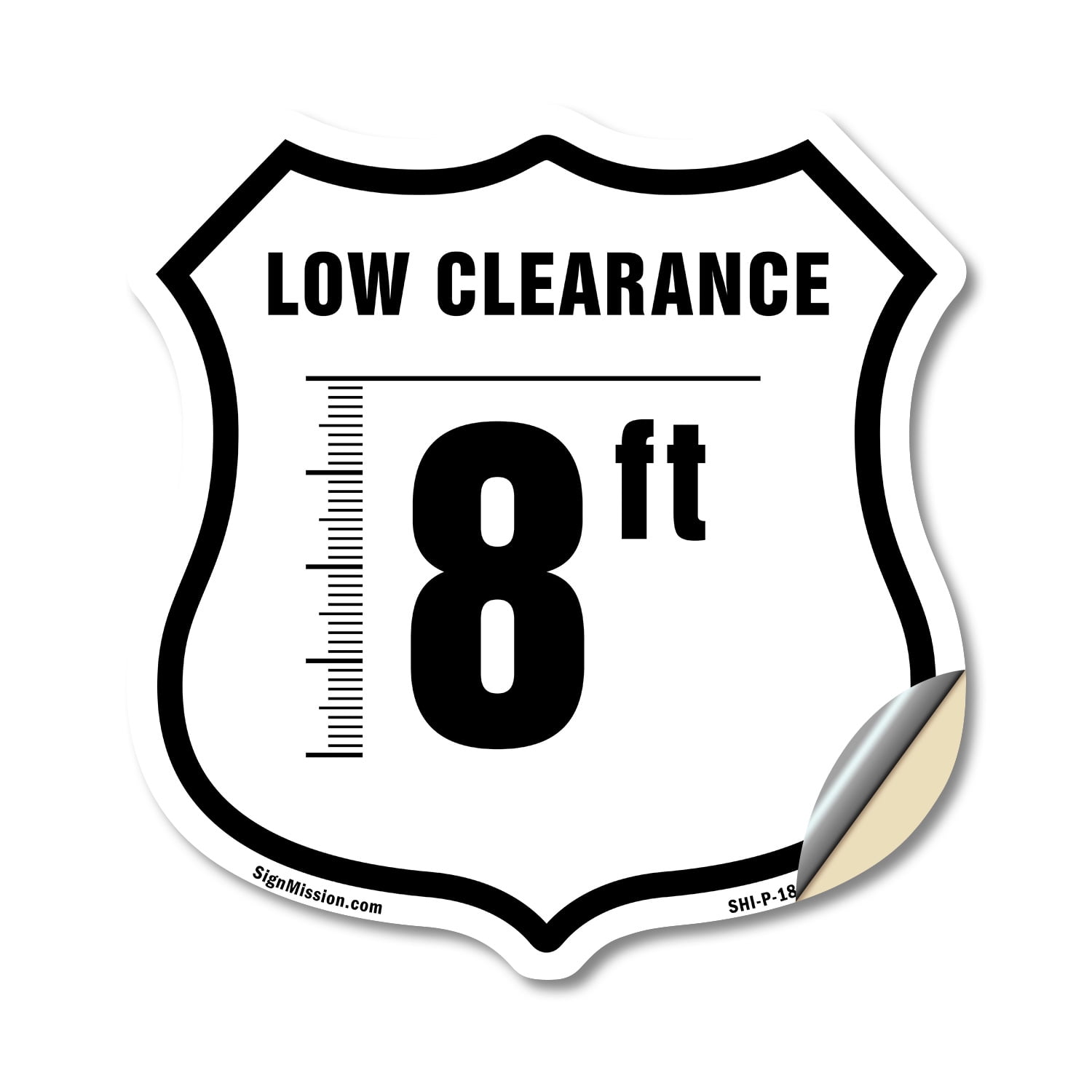Caution Low Clearance 8 ft 12 inch X 12 inch Shield Shaped Heavy Duty 3 ...