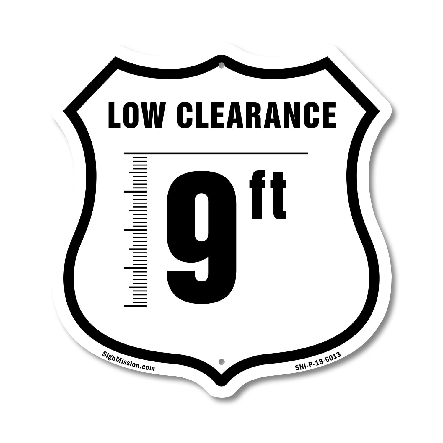 Caution Low Clearance 9 ft 12 inch X 12 inch Shield-Shaped Rust-Free ...