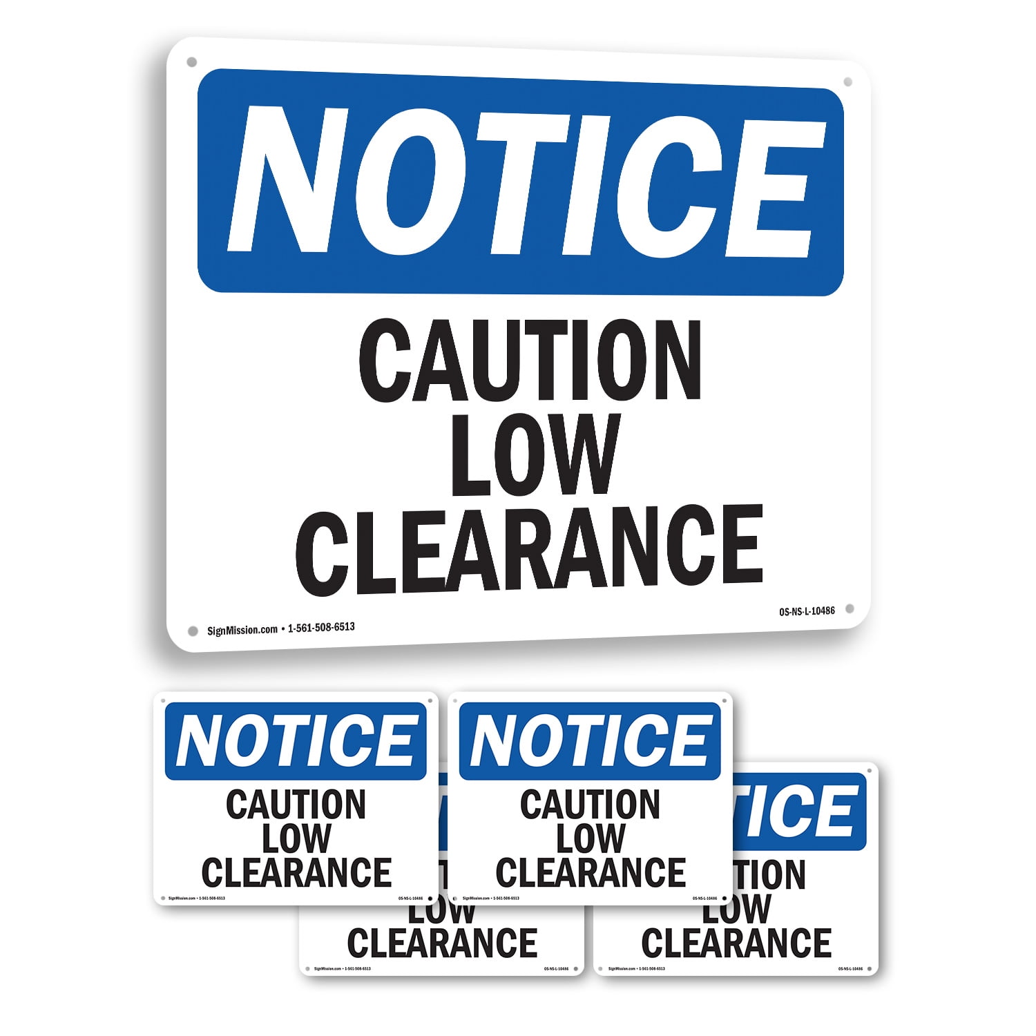 Caution Low Clearance OSHA Notice Rigid Plastic Sign 10 Inch x 7 Inch ...