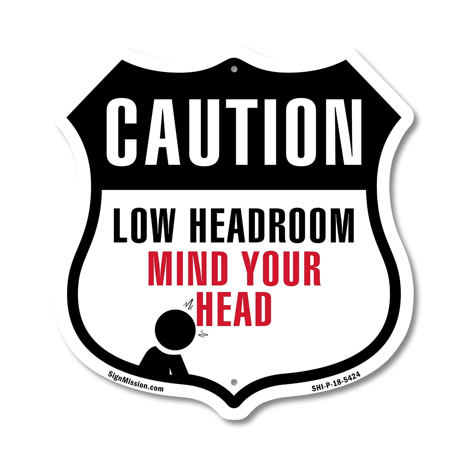 Caution Low Headroom Mind Your Head (5 Pack) 12 inch X 12 inch Shield ...