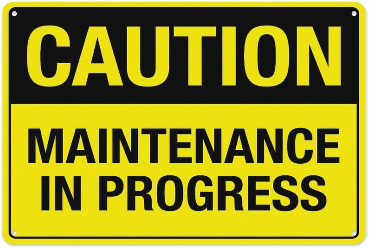Caution Maintenance In Progress Sign 8"x12" - Aluminum Tin Warning for ...