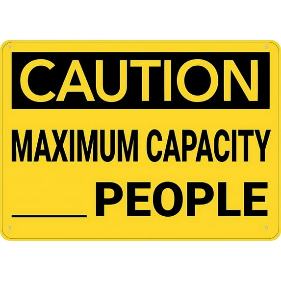 Caution Maximum Capacity People Metal Sign 12 x 8 Inches - Rust-Free ...