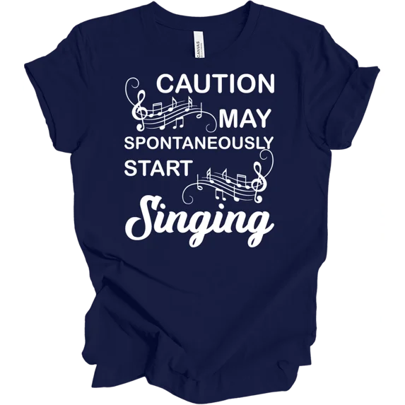 Caution May Spontaneously Start Singing T-Shirt Music Lover, Vintage T ...