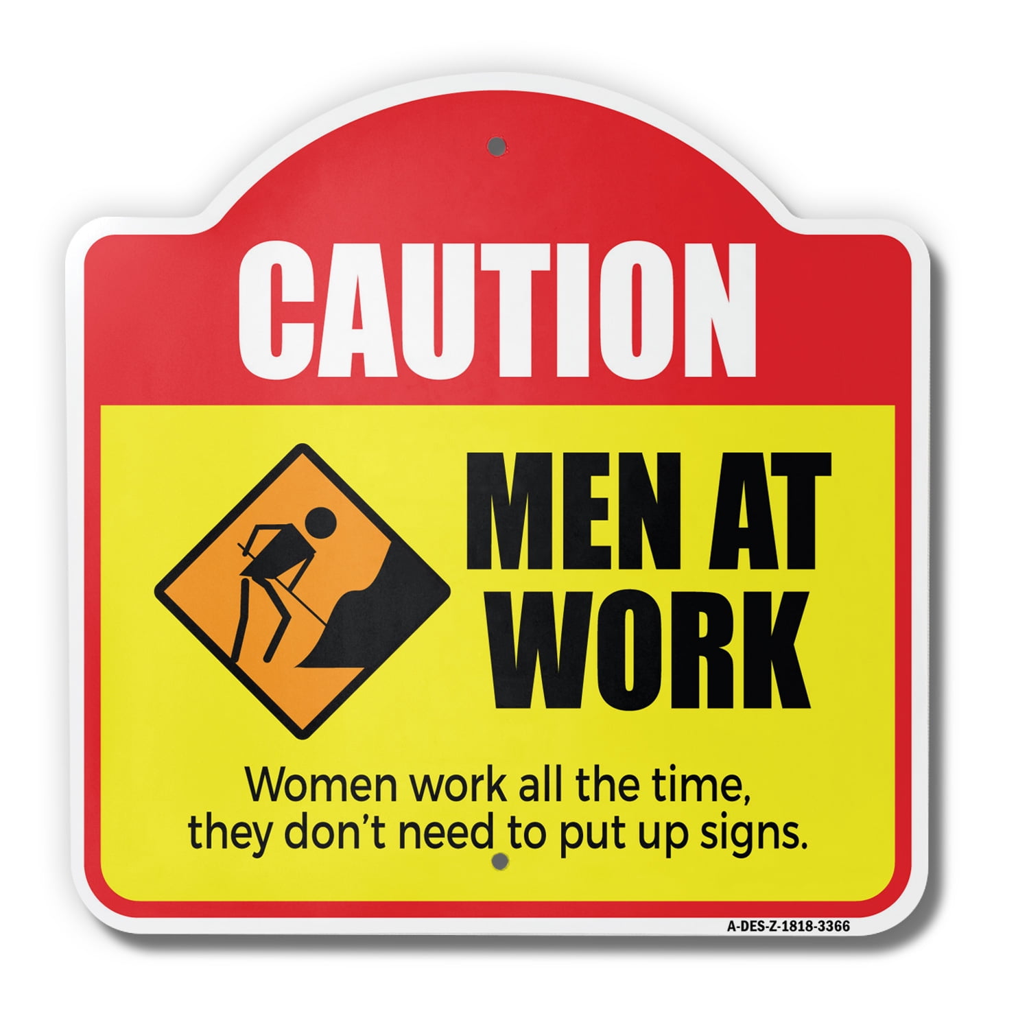 Caution Men At Work 18" X 18" Heavy-Gauge Aluminum Architectural Sign ...