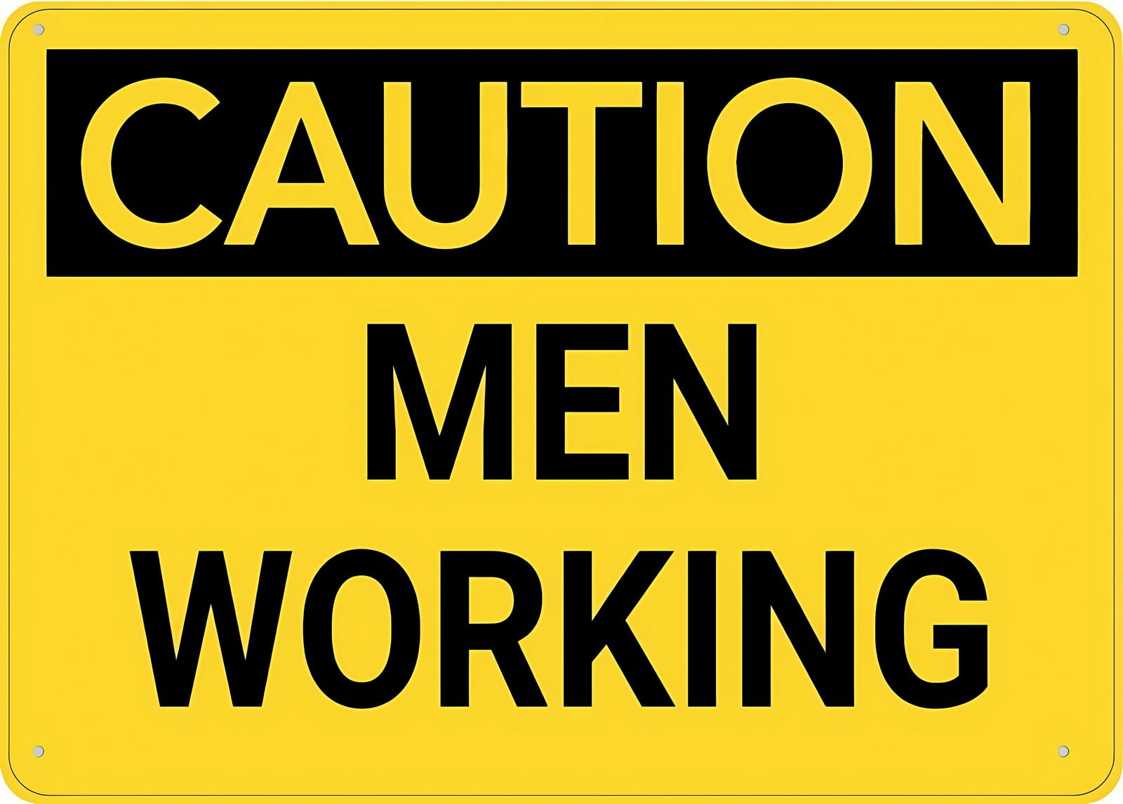 Caution Men Working Aluminum Sign 12 x 8 Inches - UV Ink Printed ...