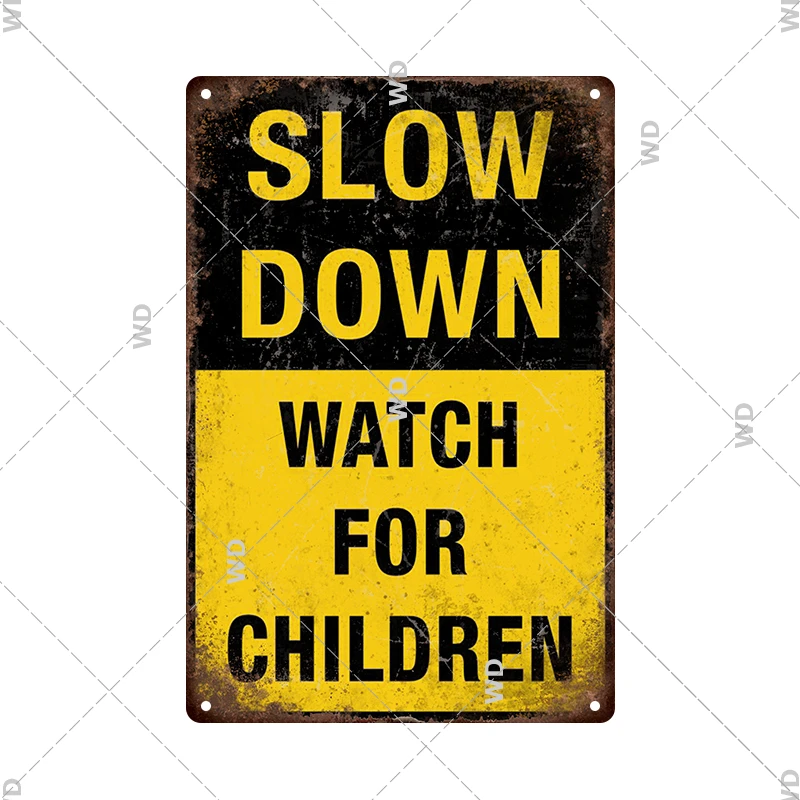 Caution Notice Zone Vintage Tin Sign Metal Plate Warning Children Vedio ...