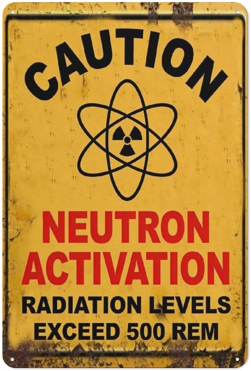 Caution Nuclear Radiation Metal Tin Sign Sci Fi Wall Decor Atomic Alert ...
