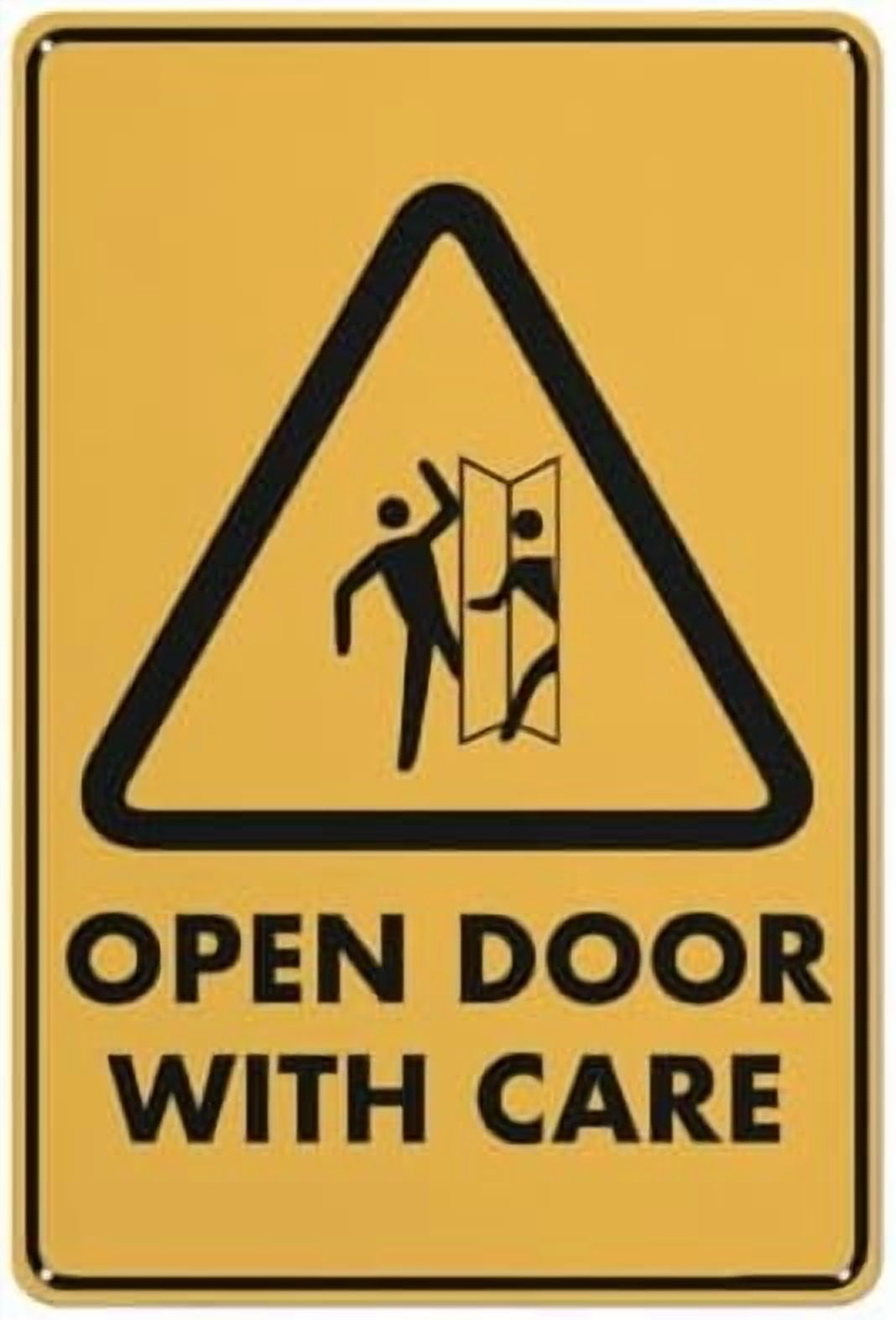Caution Open Door With Care Sign 12X8 Inch Aluminum Uv Ink Printed For ...