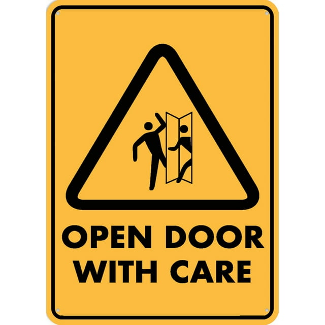 Caution Open Door With Care Sign 12X8 Inches Metal Aluminum Signs ...