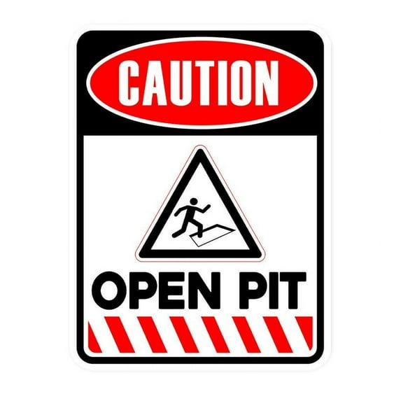 Caution Open Pit Wall or Door Sign Health And Safety Signage SIZE: 12 ...