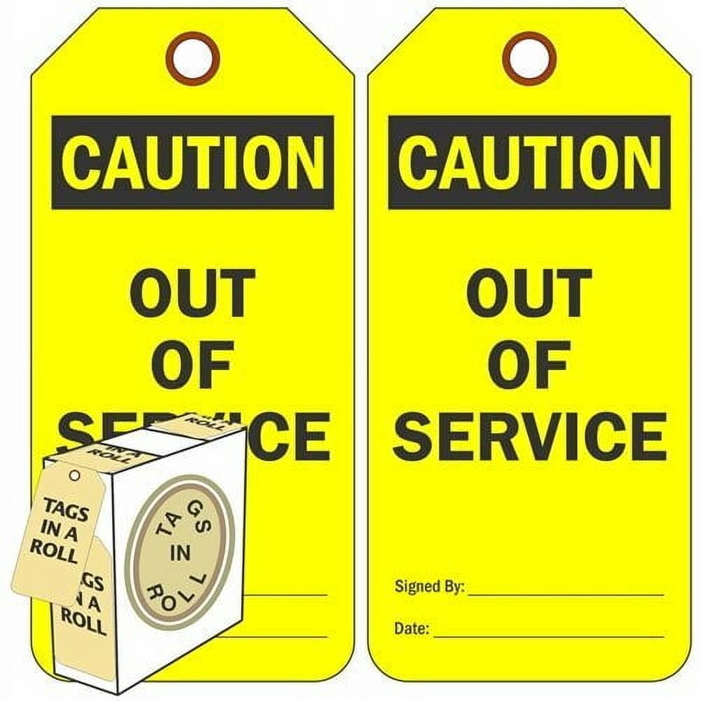 Caution Out of Service Tag with Fiber Patch, Polyolefin Tag, 100 Tags ...