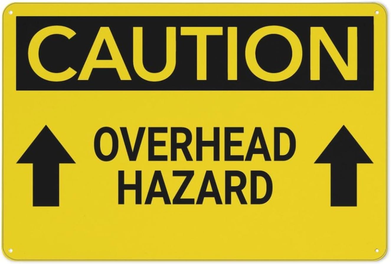 Caution Overhead Hazard Arrows Up Sign 12 X 8 Inch Metal Sign ...