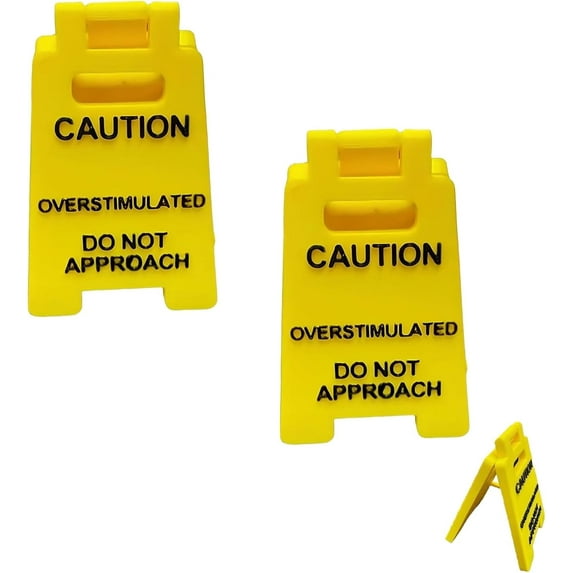 Caution Overstimulated Desk Sign, Cubicle Accessories, Office Desk ...