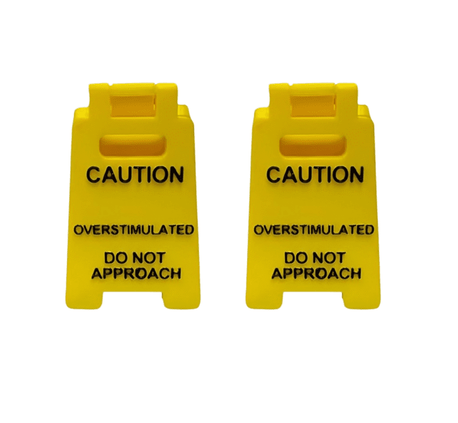 Caution Overstimulated Desk Sign, Funny 3D Printed Yellow Sign with ...